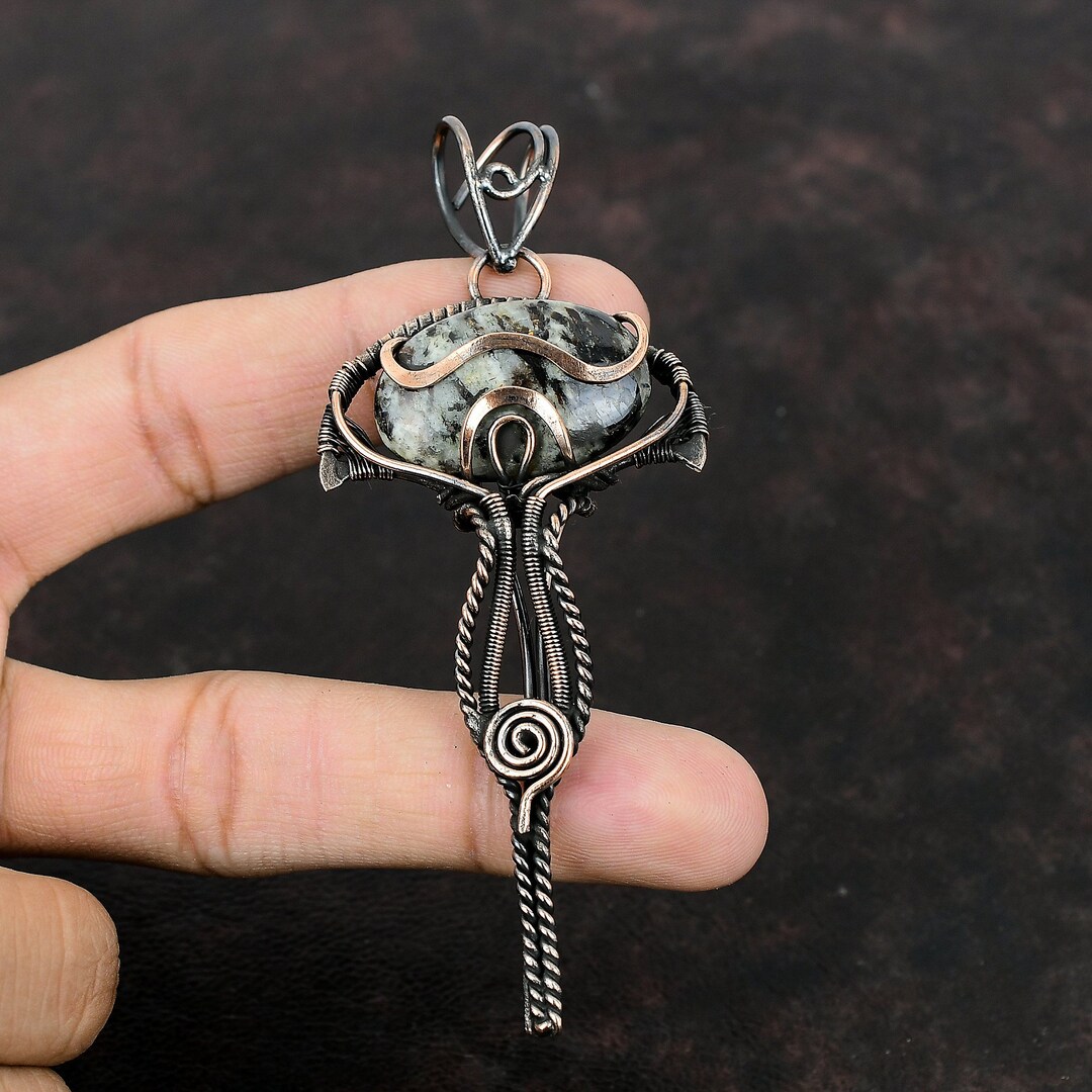 Astrophyllite Pendant Copper Wire Wrapped Pendant Genuine Gemstone ...
