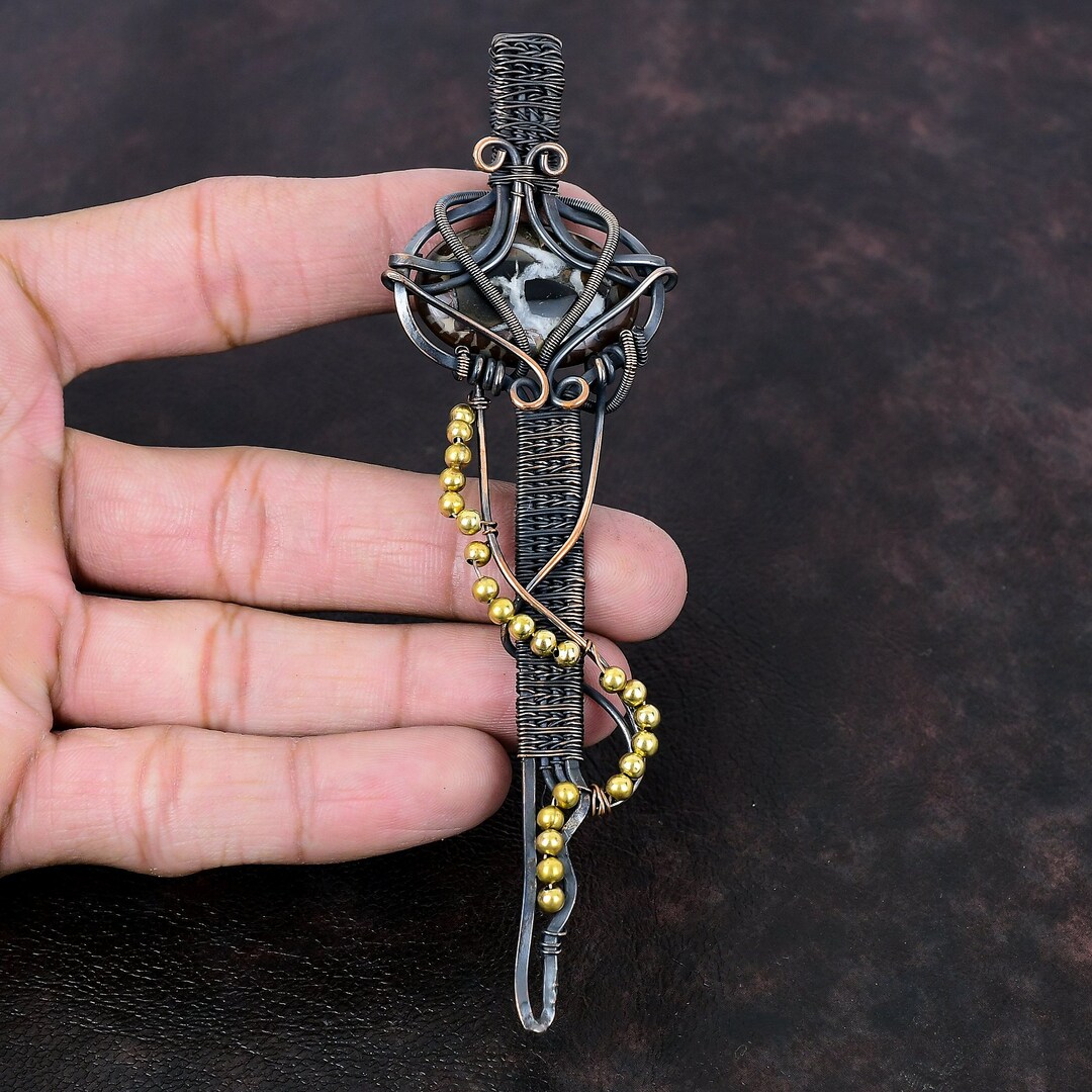 Moroccan Mud Crack Fossil Pendant Copper Wire Wrapped Pendant Key ...