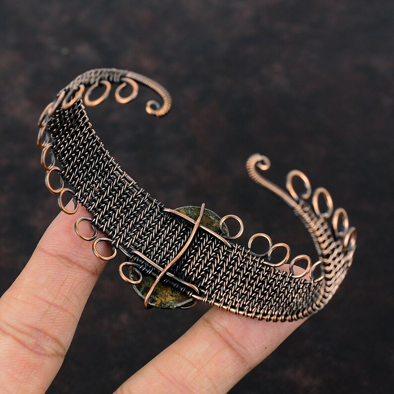 Spessartine Garnet in Limestone Cuff Bracelet Copper Wire Wrapped ...
