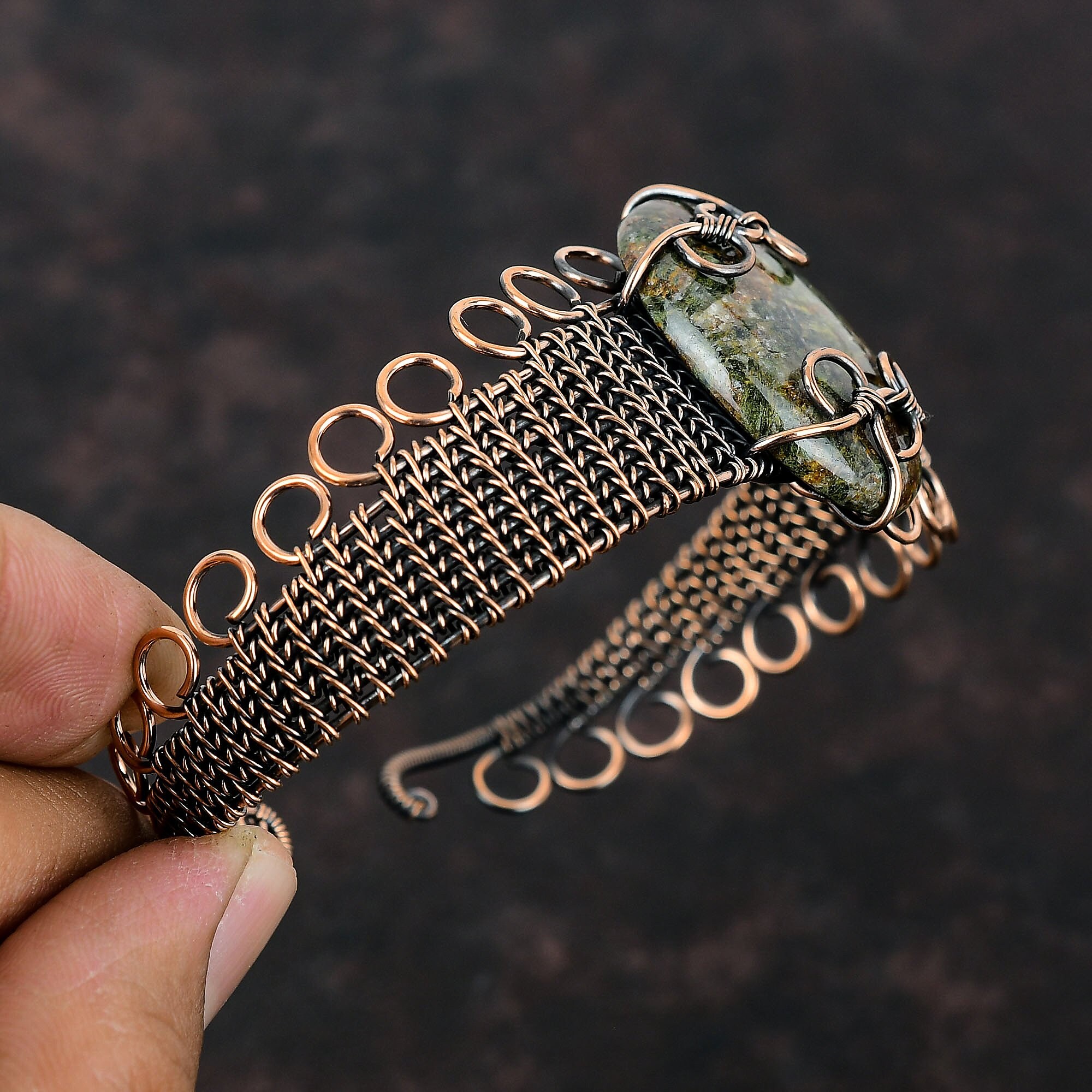 Spessartine Garnet in Limestone Cuff Bracelet Copper Wire Wrapped ...