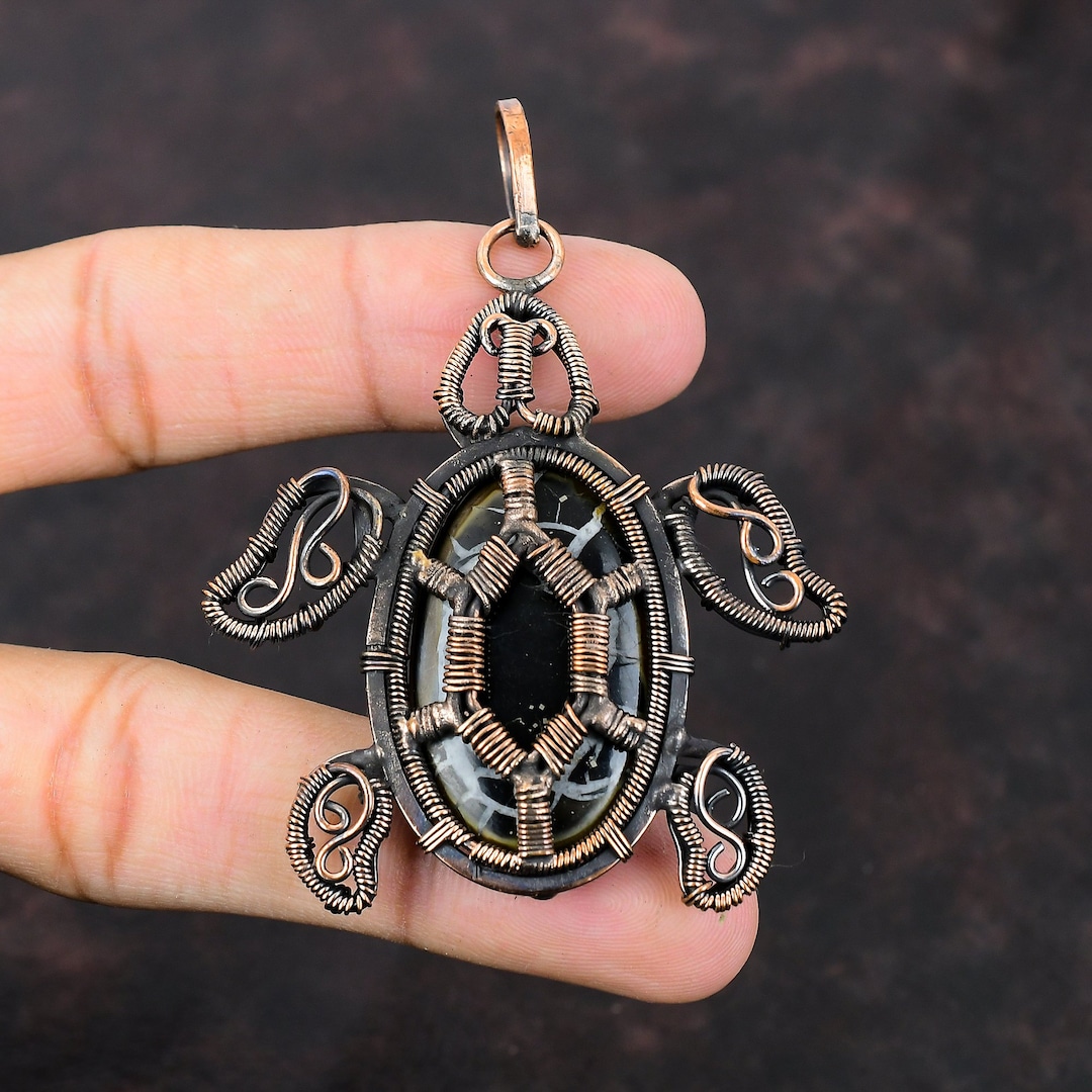 Moroccan Mud Crack Fossil Pendant Copper Wire Wrapped Pendant Gemstone ...