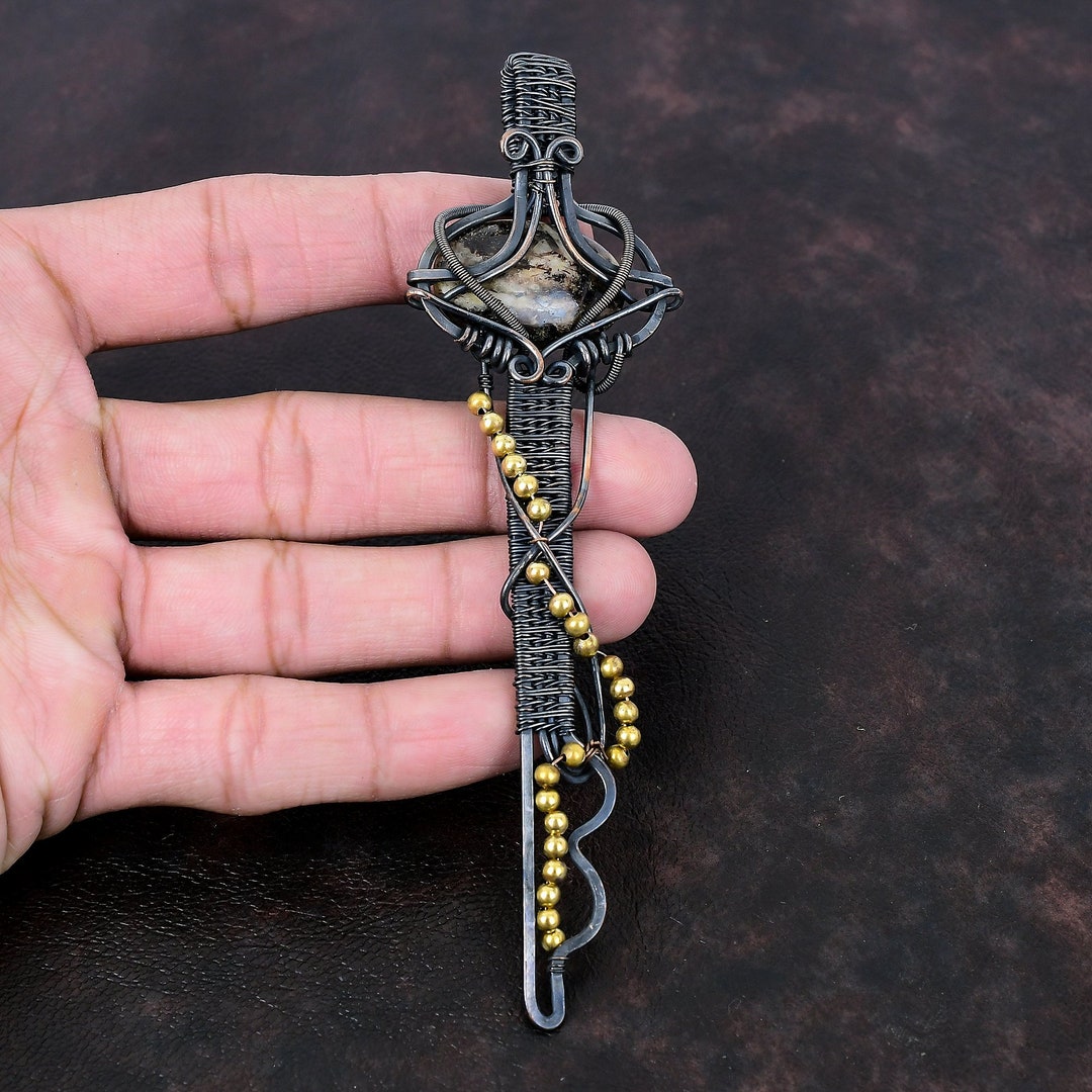 Astrophyllite Pendant Copper Wire Wrapped Pendant Astrophyllite Jewelry ...