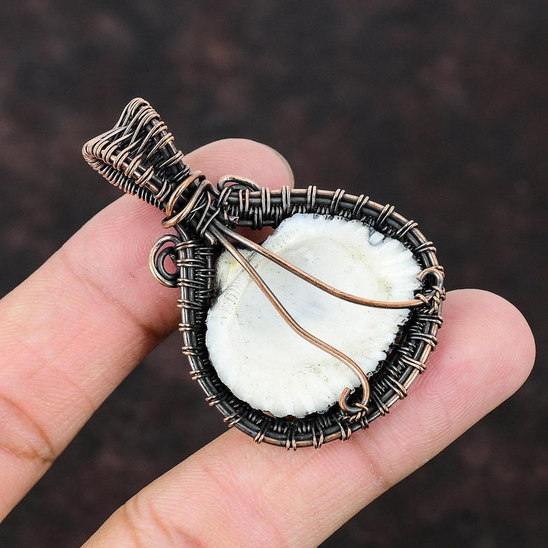 Titanium Coated Shell Pendant Copper Wire Wrapped Pendant - Etsy