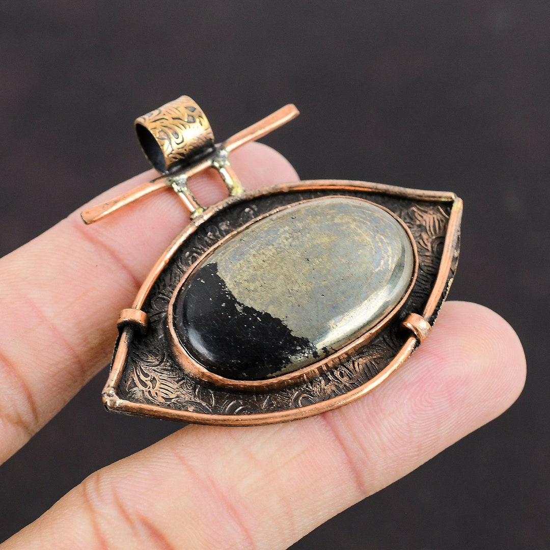 Pyrite Pendant Copper Pendant Handmade Jewelry Natural Gemstone Pendant ...