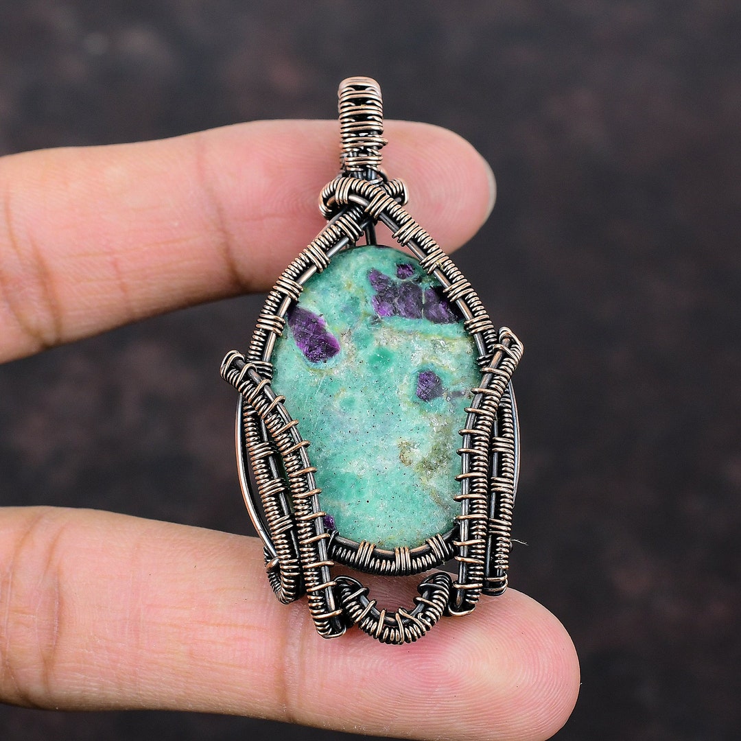 Ruby Fuchsite Copper Wire Wrapped Pendant Gemstone Wire Jewelry Natural ...