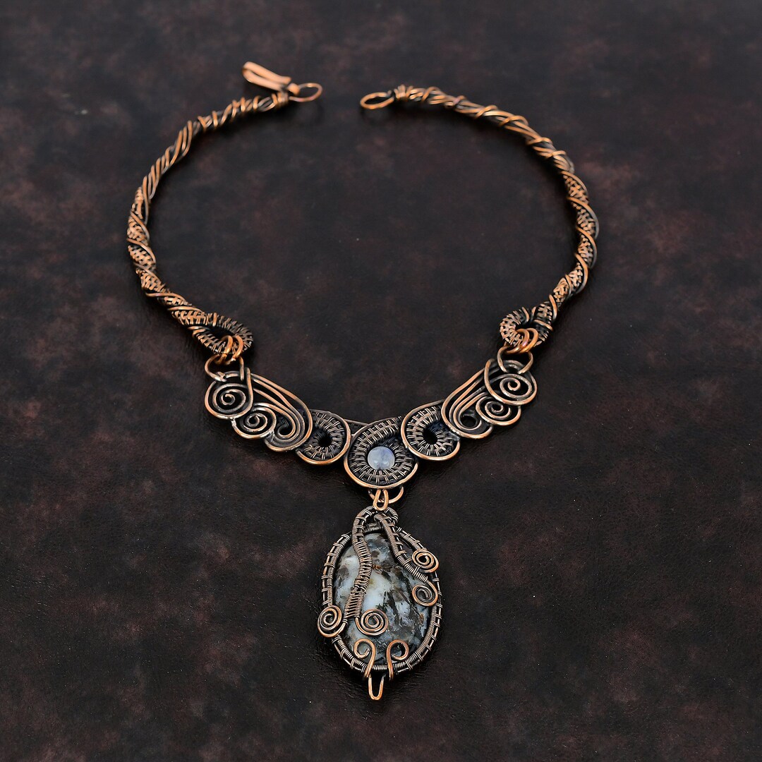Astrophyllite Necklace Copper Wire Wrapped Necklace Handmade Boho ...