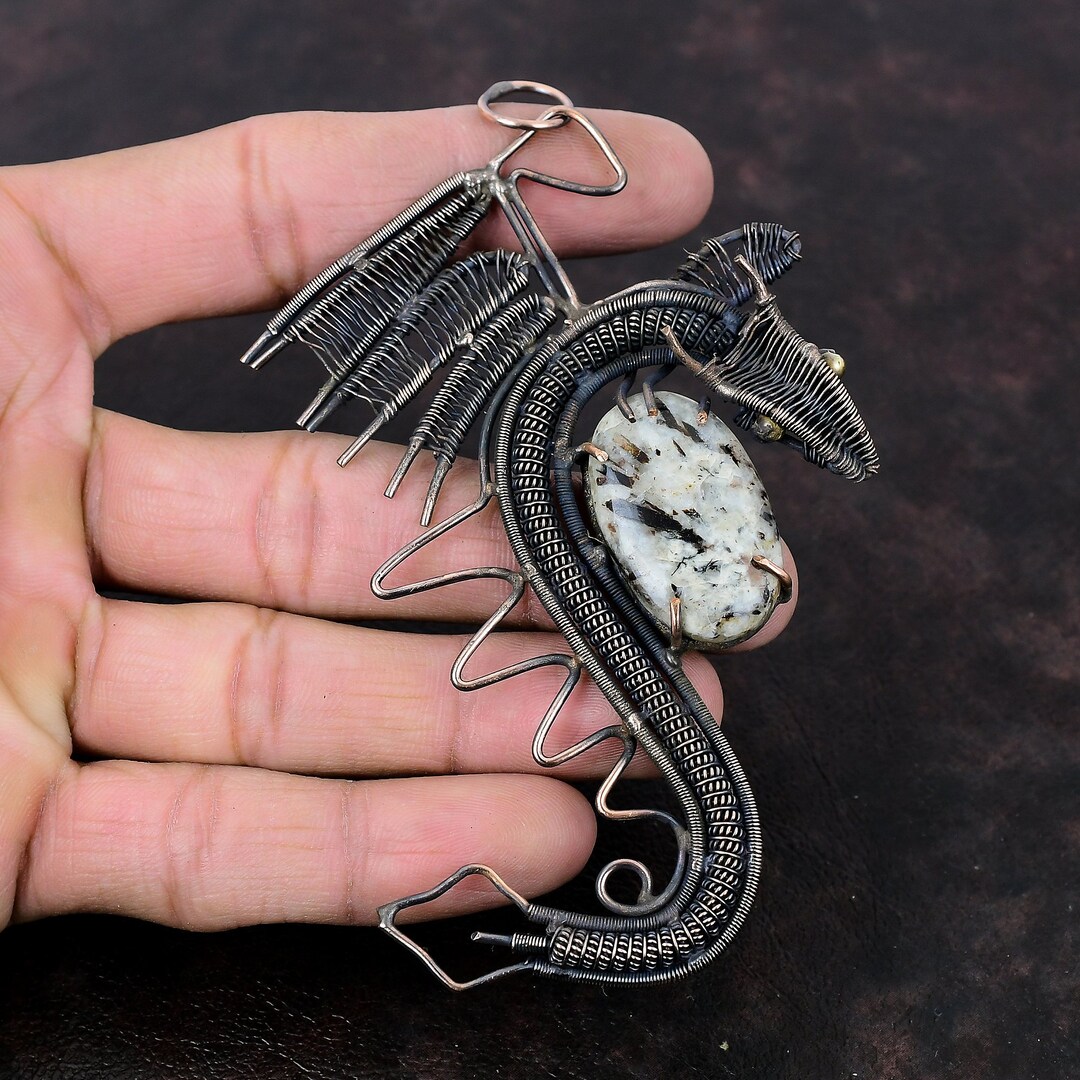 Astrophyllite Pendant Copper Wire Wrapped Pendant Dragon Pendant ...