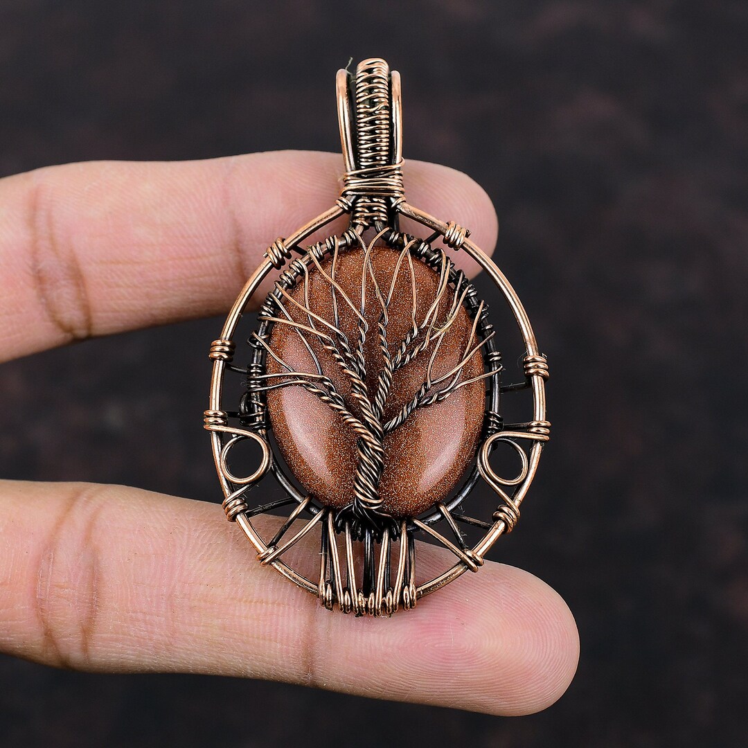 Tree of Life Sun Sitara Pendant Copper Wire Wrapped Pendant Tree of ...