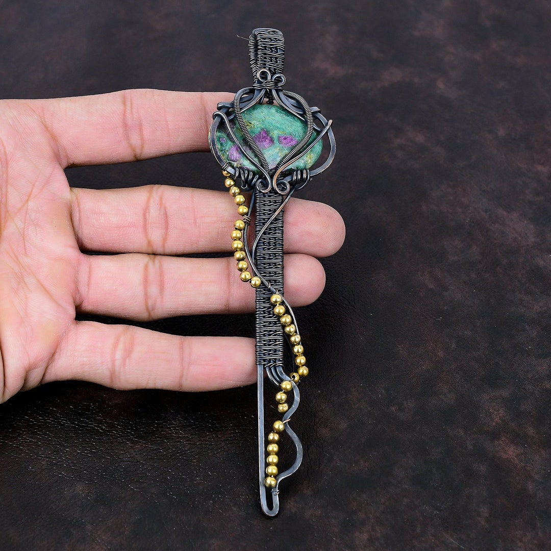Ruby Fuchsite Pendant Copper Wire Wrapped Pendant Key Pendant Gemstone ...