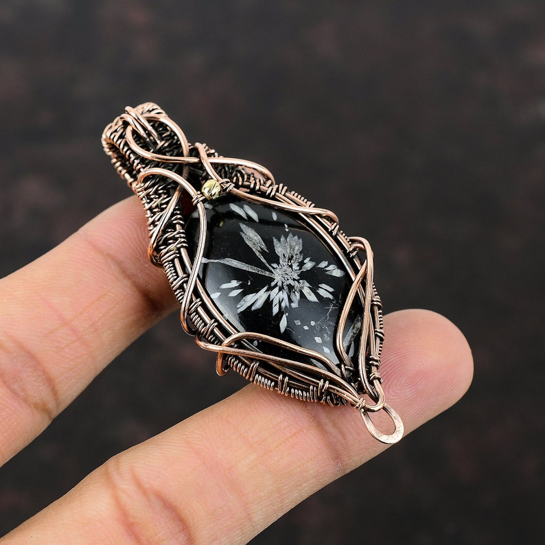 Chrysanthemum Pendant Gemstone Pendant Copper Wire Wrapped Pendant ...