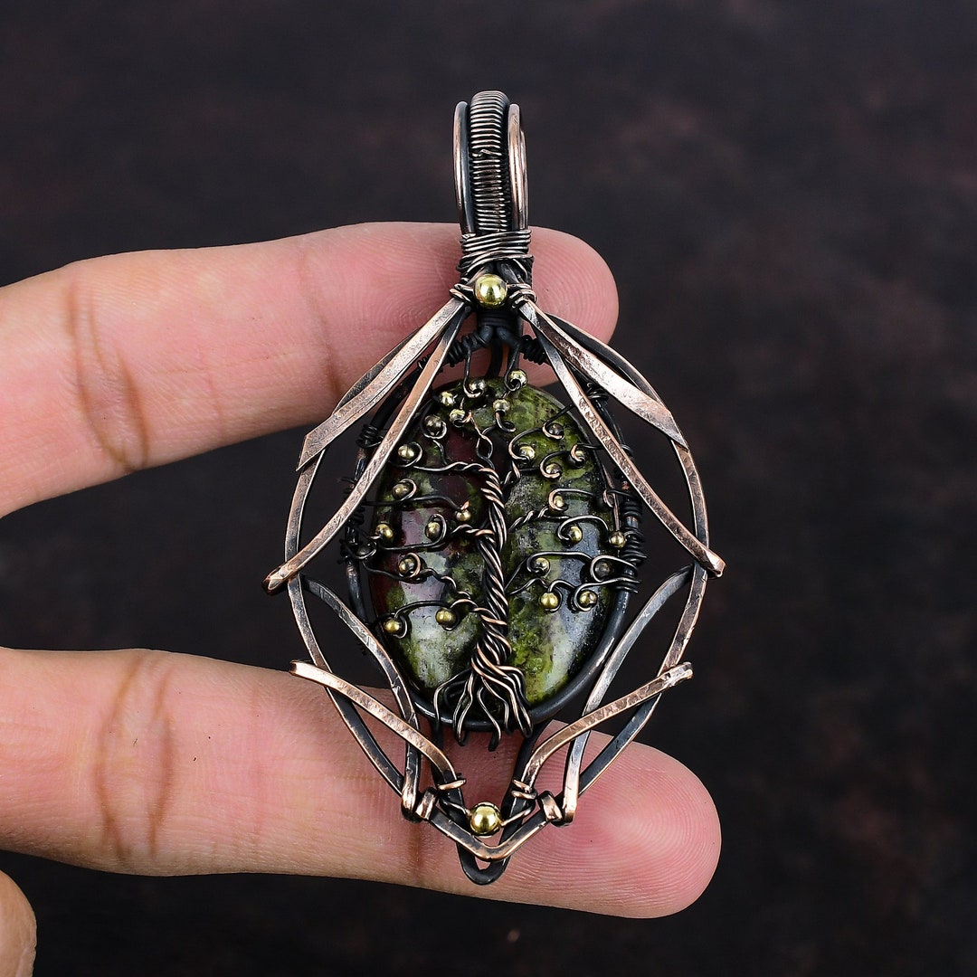 Tree of Life Dragon Bloodstone Pendant Copper Wire Wrapped Pendant ...