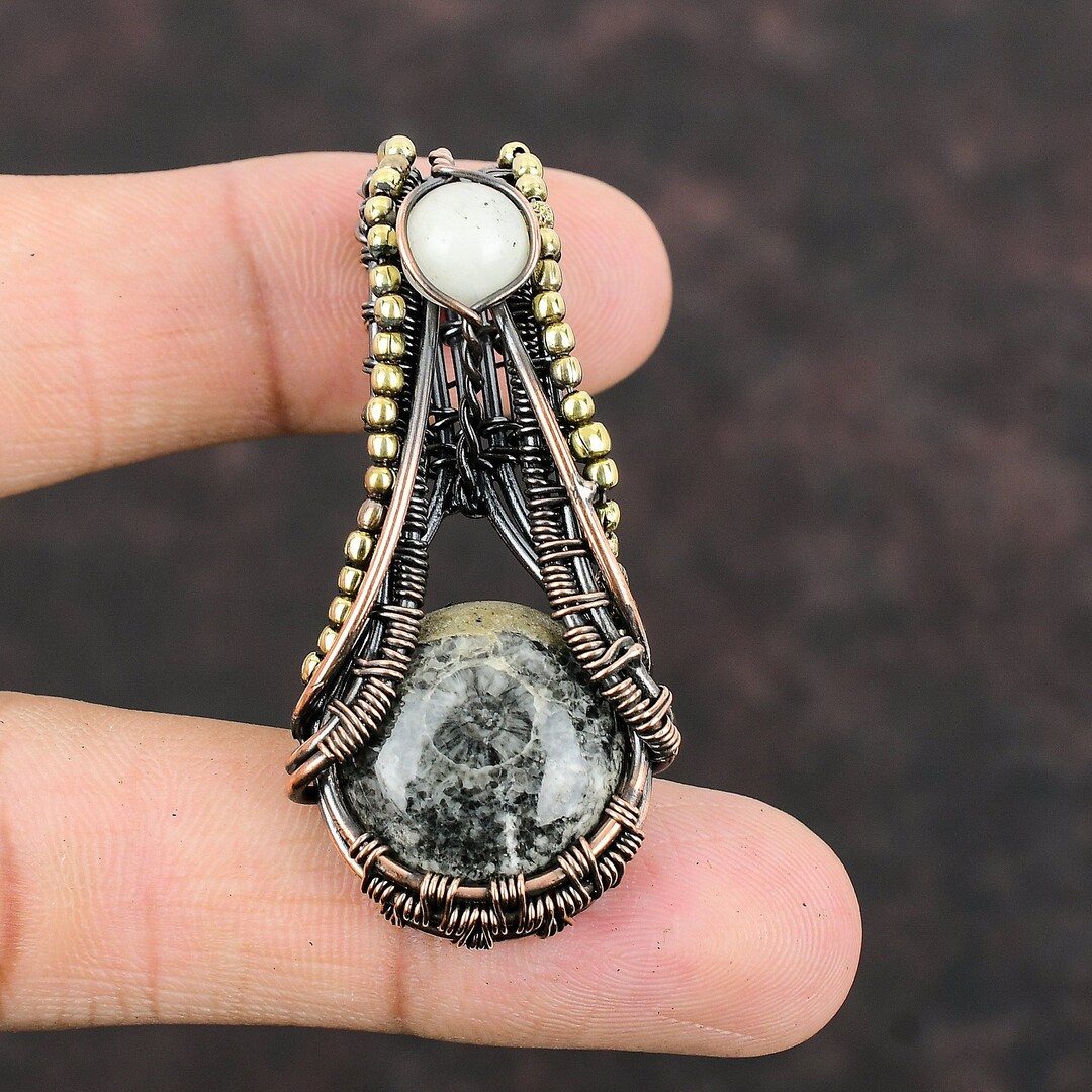 Orthoceras Fossil Pendant Copper Wire Wrapped Pendant Unique Copper ...