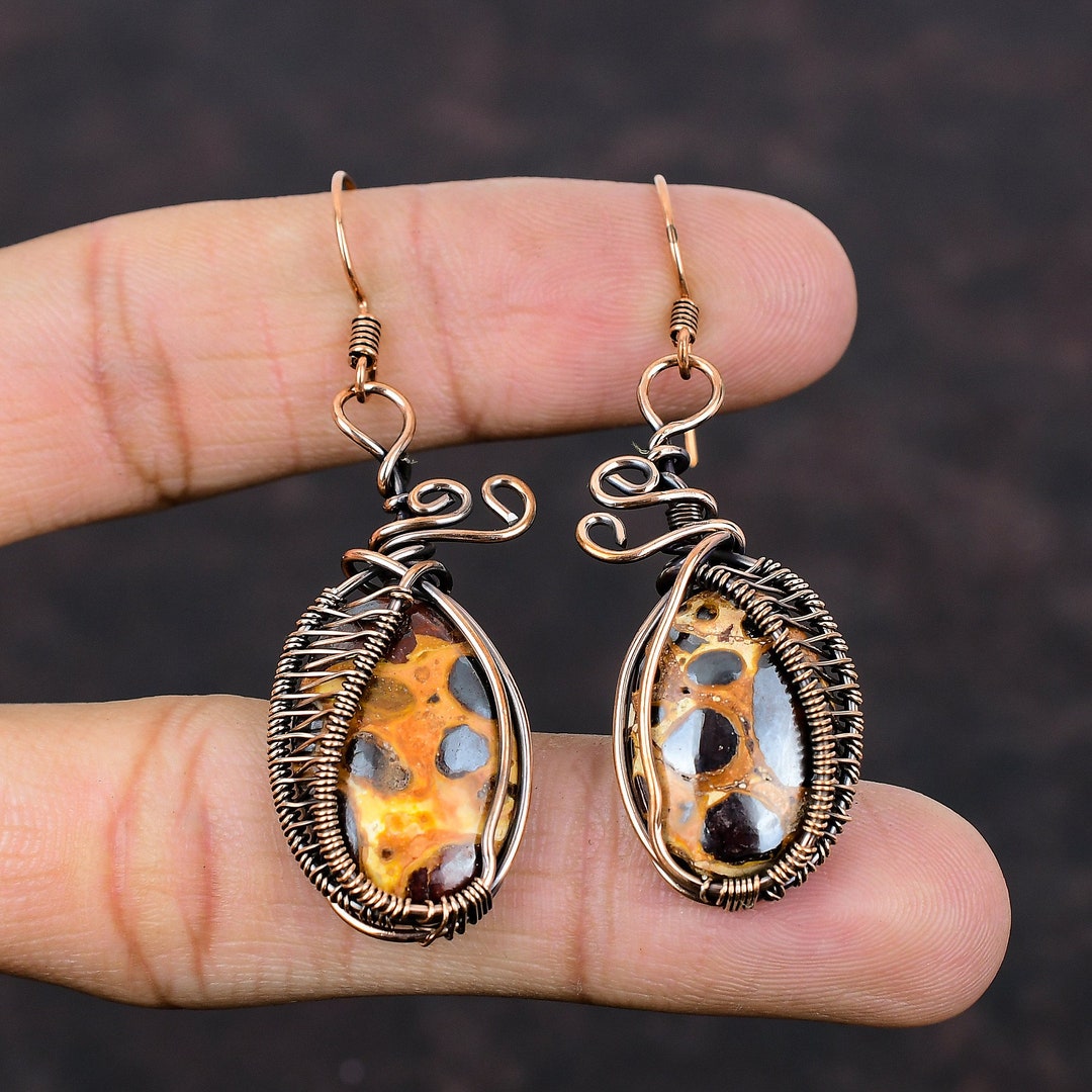 Bauxite Earring Copper Wire Wrapped Earrings Bauxite Jewelry Handmade ...