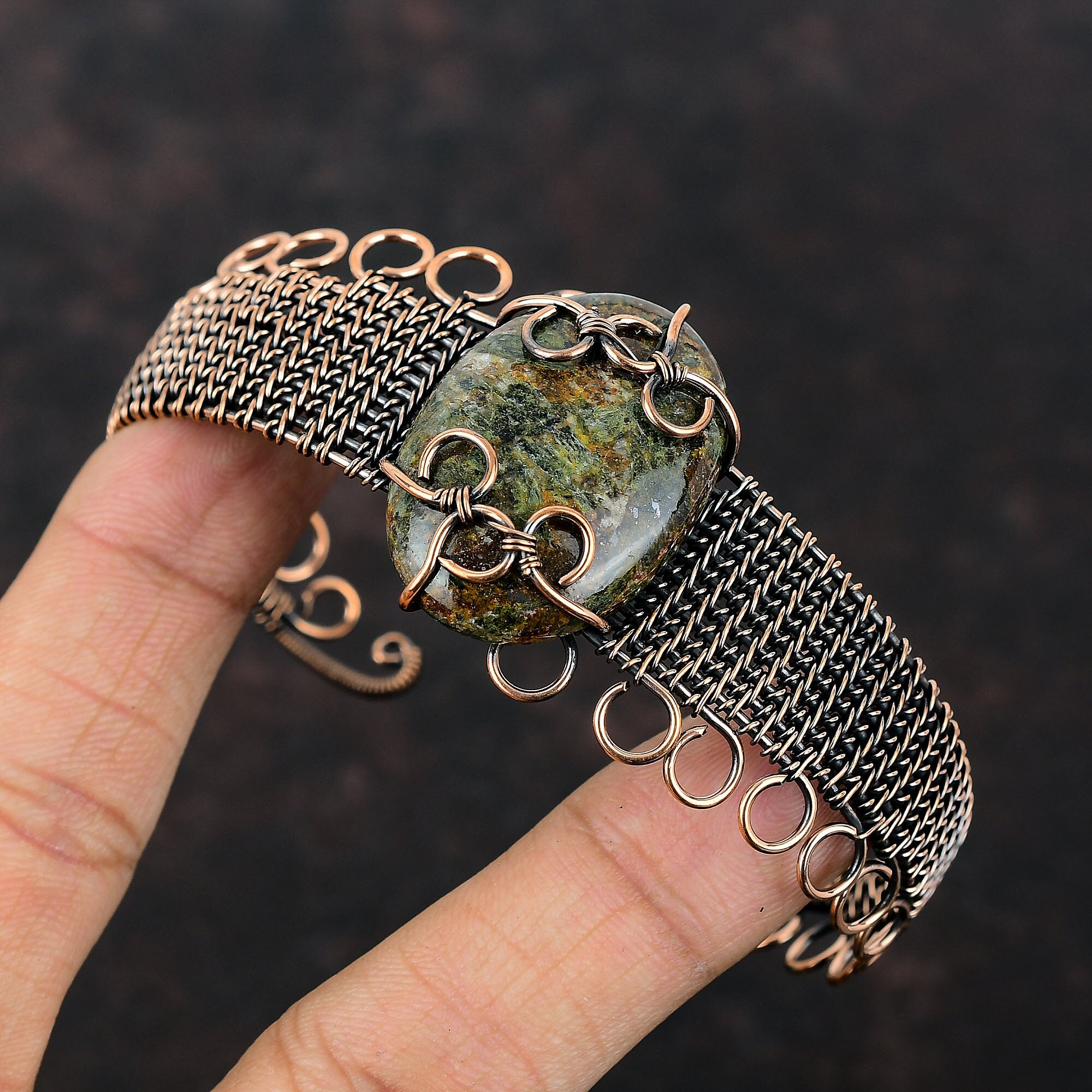 Spessartine Garnet in Limestone Cuff Bracelet Copper Wire Wrapped ...