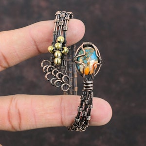Spiny Oyster Copper Turquoise Cuff Bracelet Copper Wire Wrapped Jewelry ...