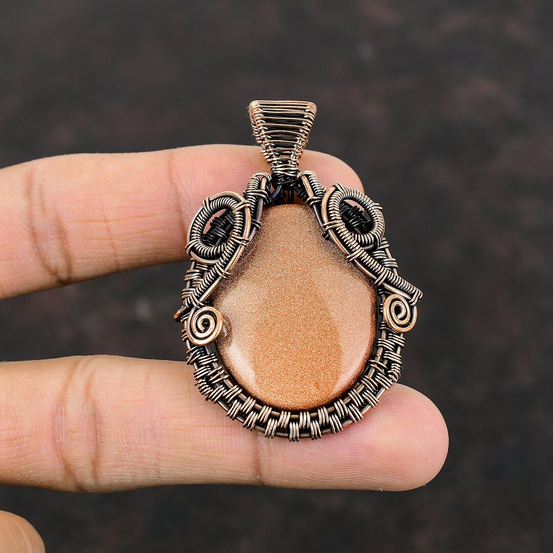 Sun Sitara Copper Pendant Copper Wire Wrapped Jewelry Gemstone Pendant ...