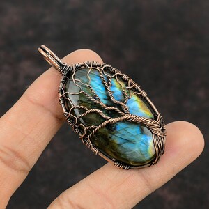 Tree of Life Labradorite Pendant Copper Wire Wrapped Pendant Handmade ...