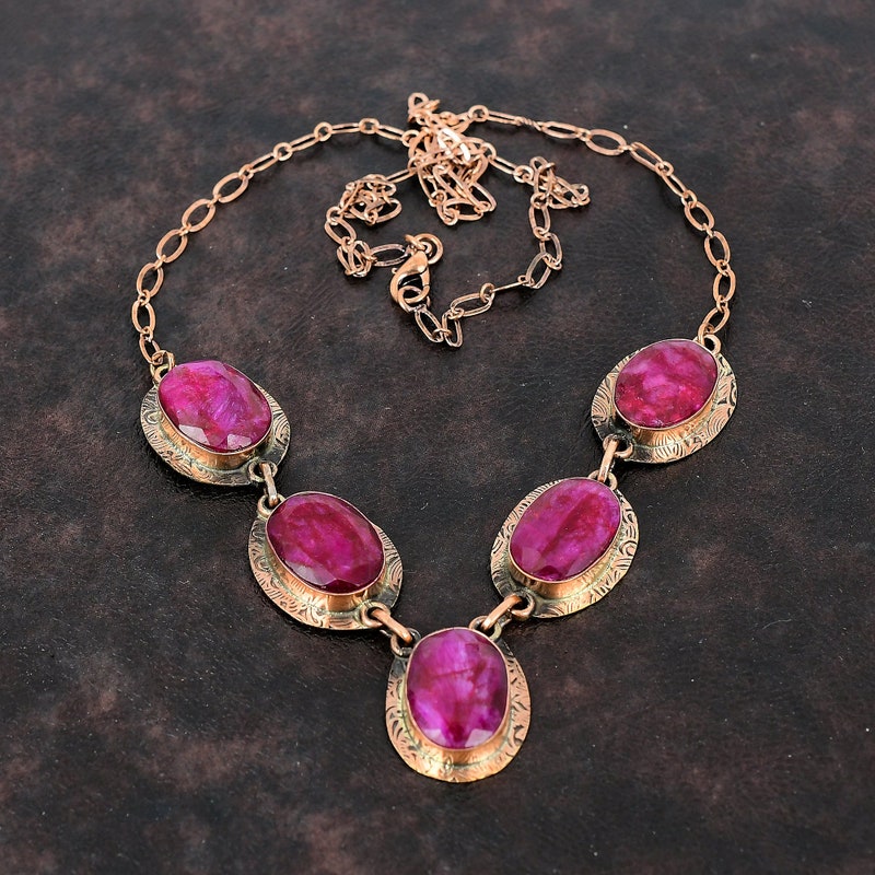 Ruby Kashmir Necklace - Etsy