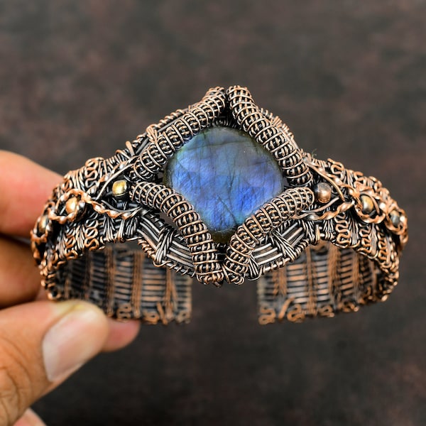 Labradorite Cuff Bracelet - Etsy