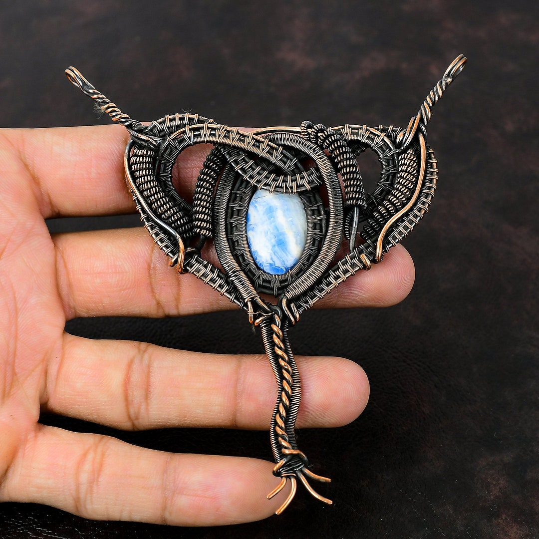 Blue Scheelite Pendant Copper Wire Wrapped Pendant Handmade Amazing ...