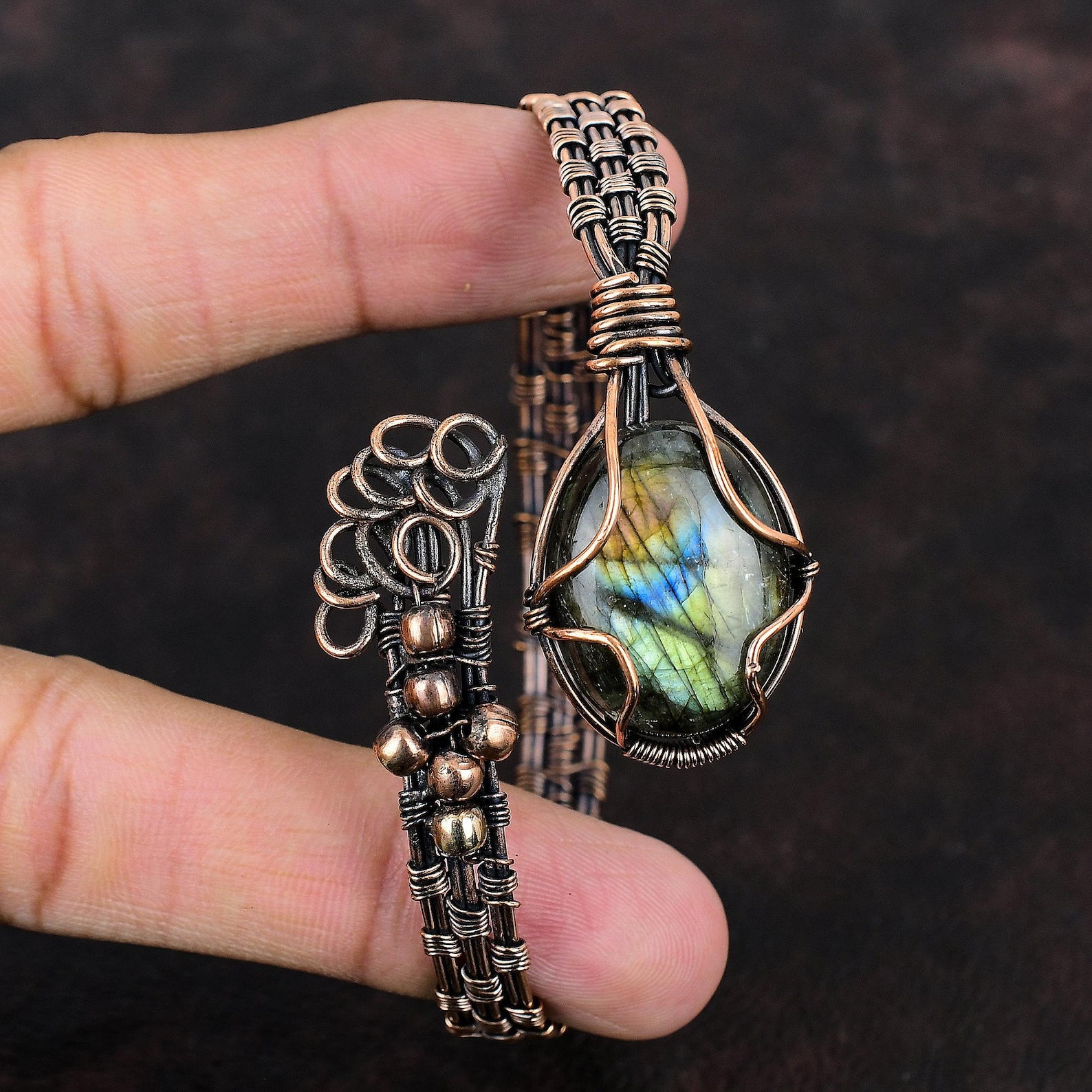 Labradorite Copper Cuff Bracelet Labradorite Bracelet Wire Wrapped ...