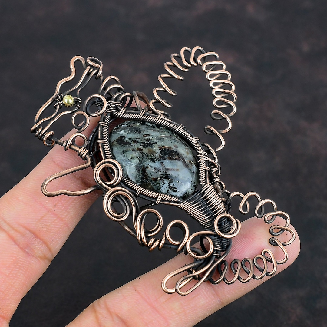 Astrophyllite Pendant Copper Wire Wrapped Pendant Rabbit Pendant ...