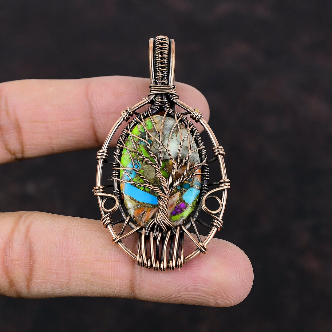 Tree of Life Fiesta Kingman Turquoise Pendant Multi Copper Turquoise ...