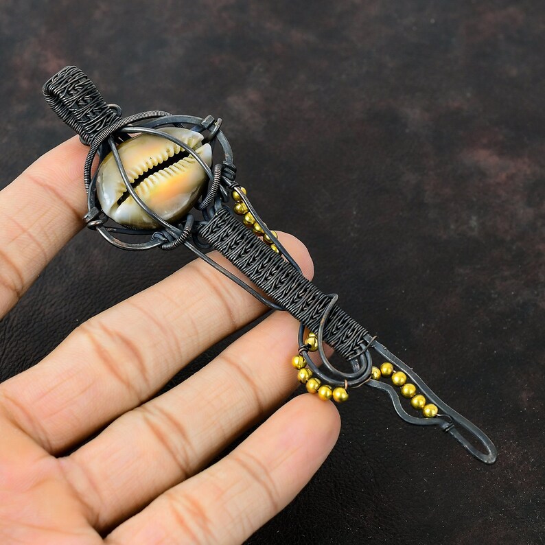 Cowrie Shell Pendant Copper Wire Wrapped Pendant Handmade Copper ...