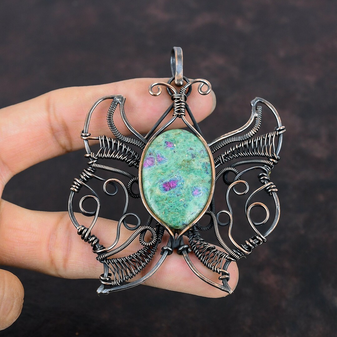 Ruby Fuchsite Pendant Copper Wire Wrapped Pendant Handmade Copper ...