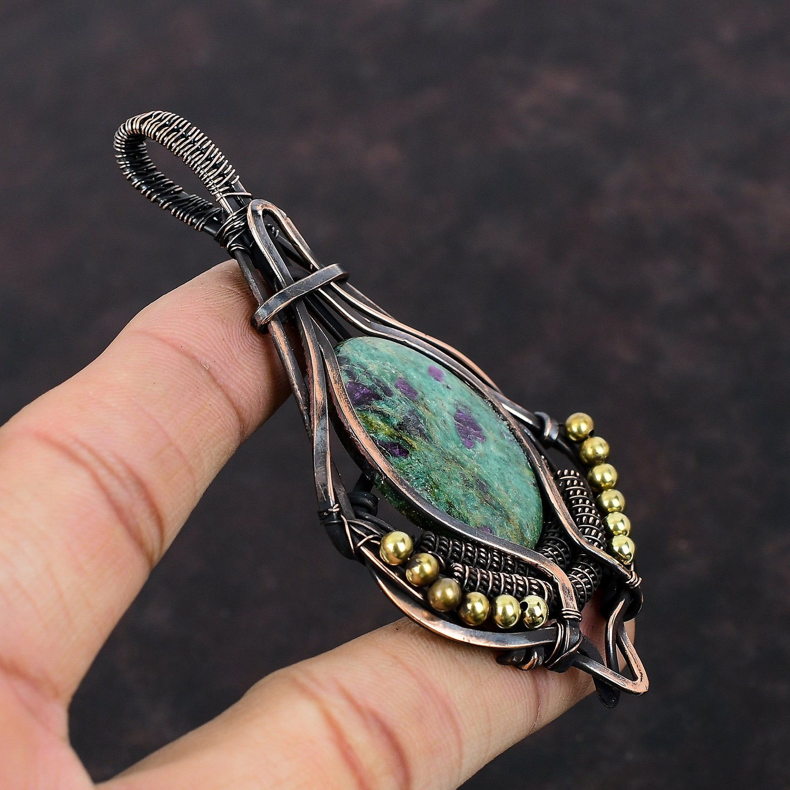 Ruby Fuchsite Pendant Copper Wire Wrapped Pendant Handmade Copper ...
