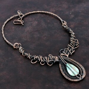 Variscite Necklace Copper Wire Wrapped Necklace Adjustable Necklace ...