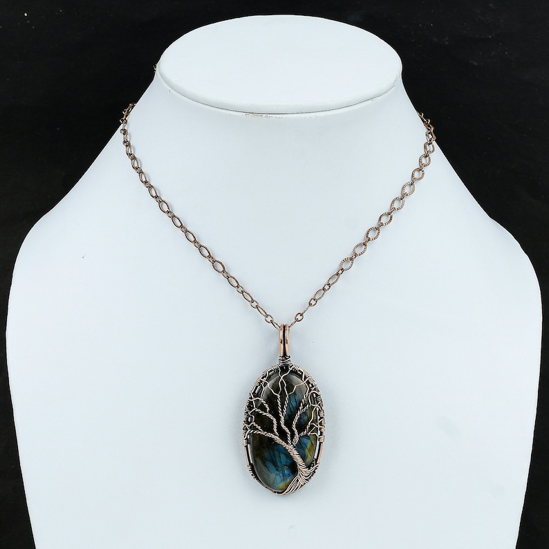 Tree of Life Labradorite Pendant Copper Wire Wrapped Pendant - Etsy