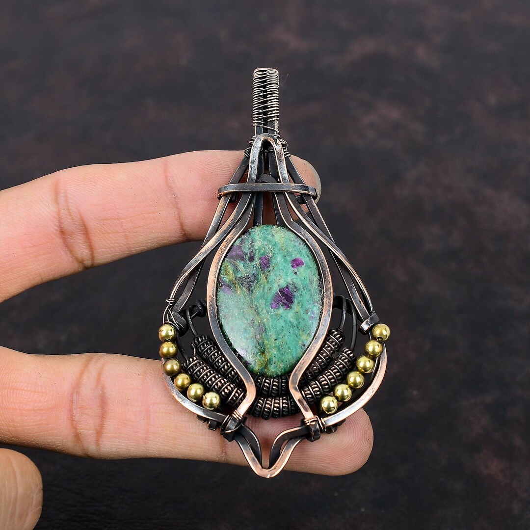 Ruby Fuchsite Pendant Copper Wire Wrapped Pendant Handmade Copper ...