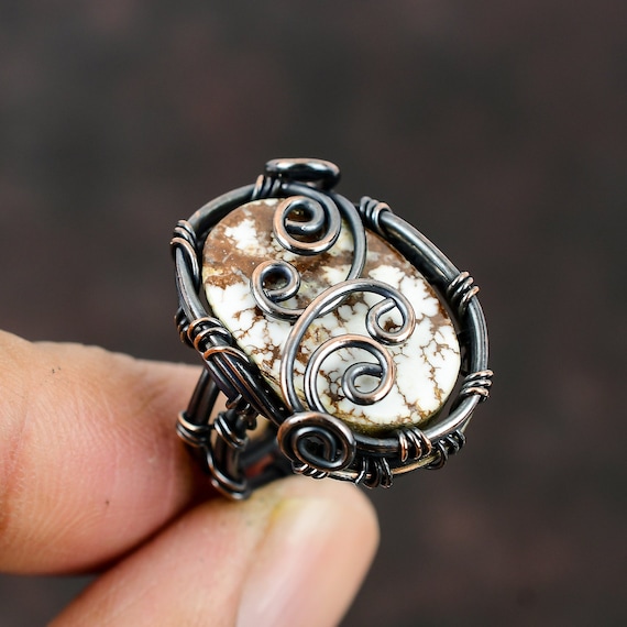 Copper Wire Wrapped Gemstone Ring Size 6 Wire Wrapped Ring Copper Jewelry Handmade Designer Ring Wire Wrap Ring Available in Gemstone Colors Etsy