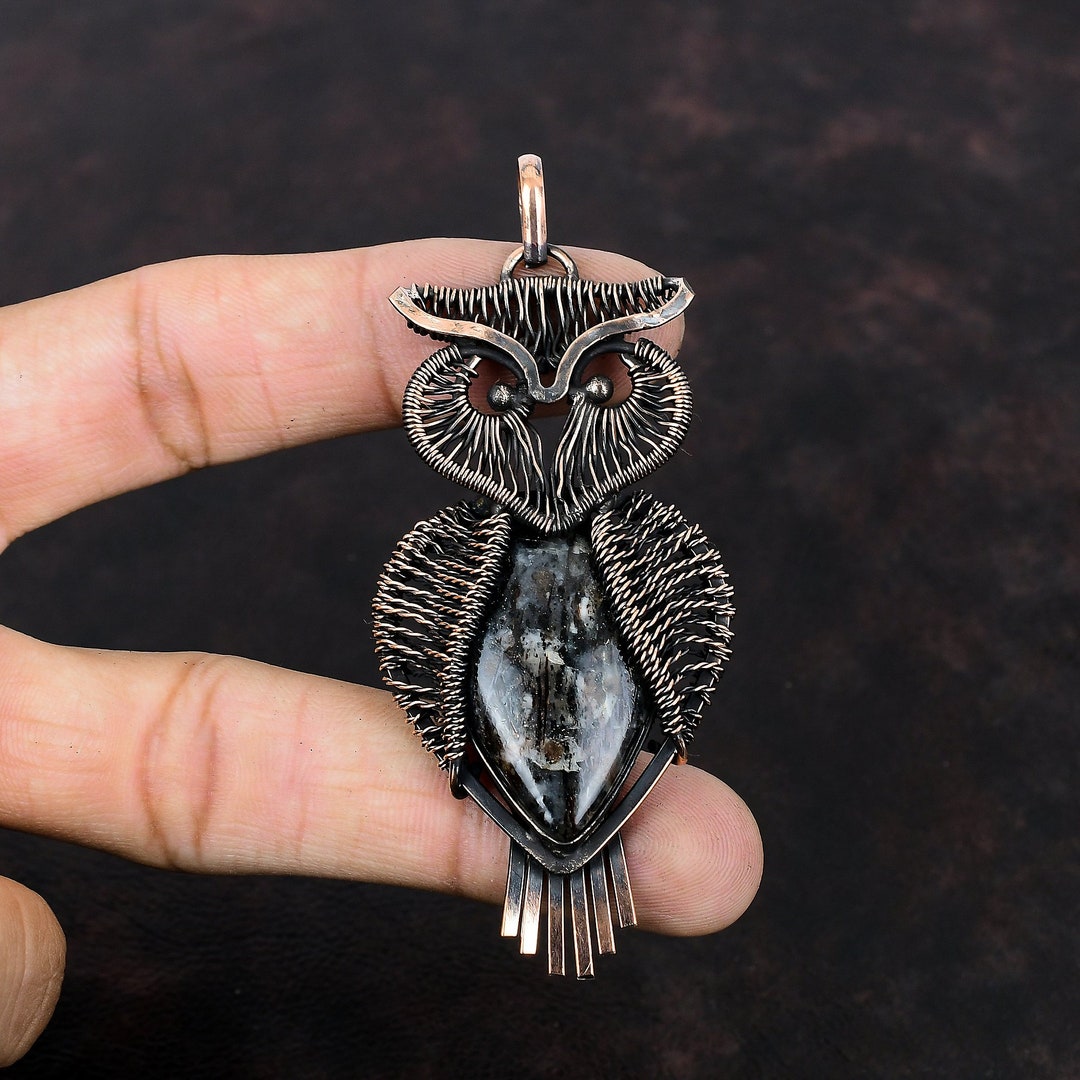 Astrophyllite Pendant Copper Wire Wrapped Jewelry Handmade Gemstone ...