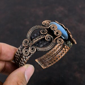 Labradorite Cuff Bracelet Copper Wire Wrapped Bangle Labradorite ...