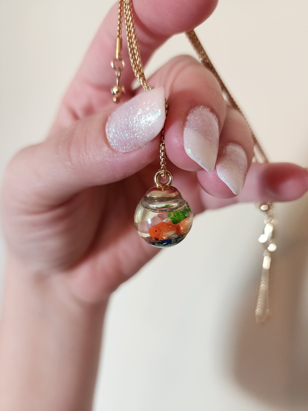 Goldfish Charm Fish Bowl Necklace. Adjustable Chain. Five Different ...