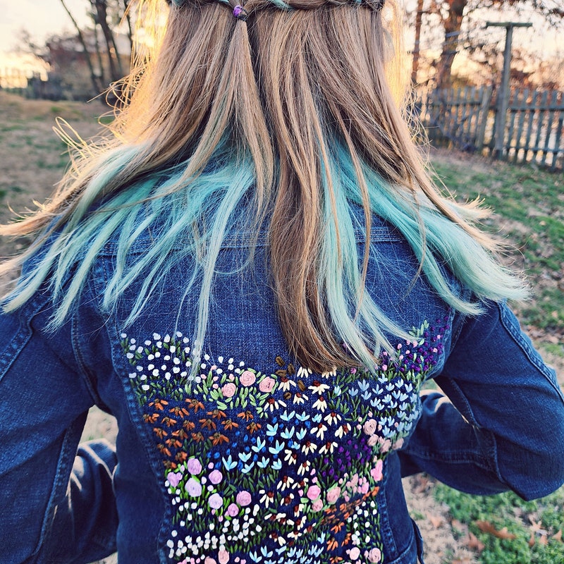 Hand Embroidered Jean Jacket - Etsy
