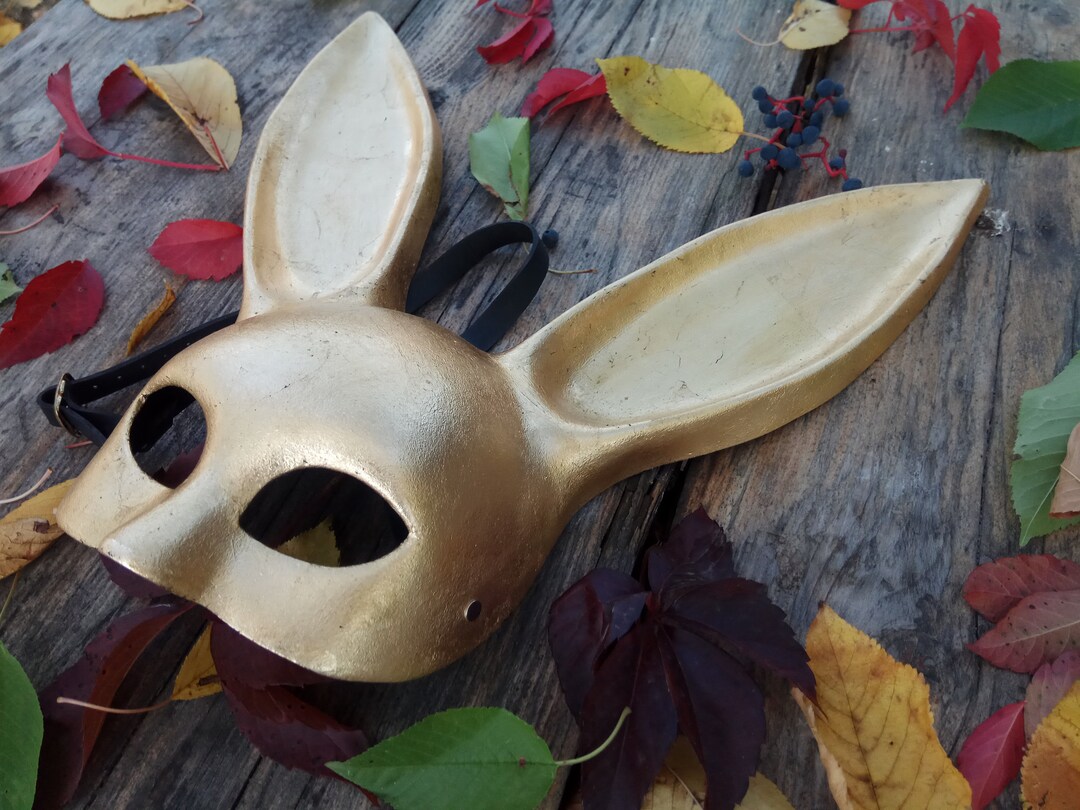 Bunny Gold Mask hand Made - Etsy