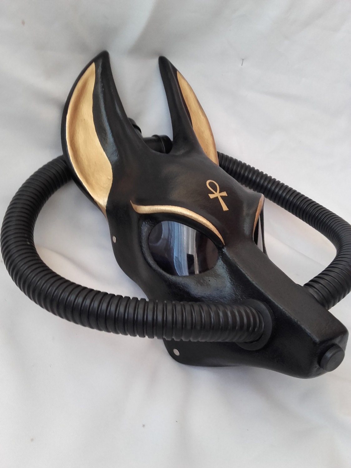 Anubis black mask with respirator hand made | Etsy