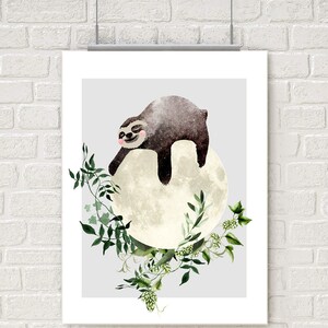 Cute Art Print Wall Art Poster Sloth Print Nursery Decor | Etsy