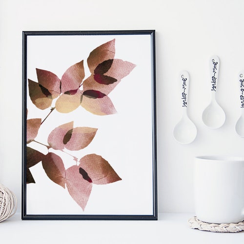 Black and White Leaf Art Print Botanical Wall Art Watercolor - Etsy