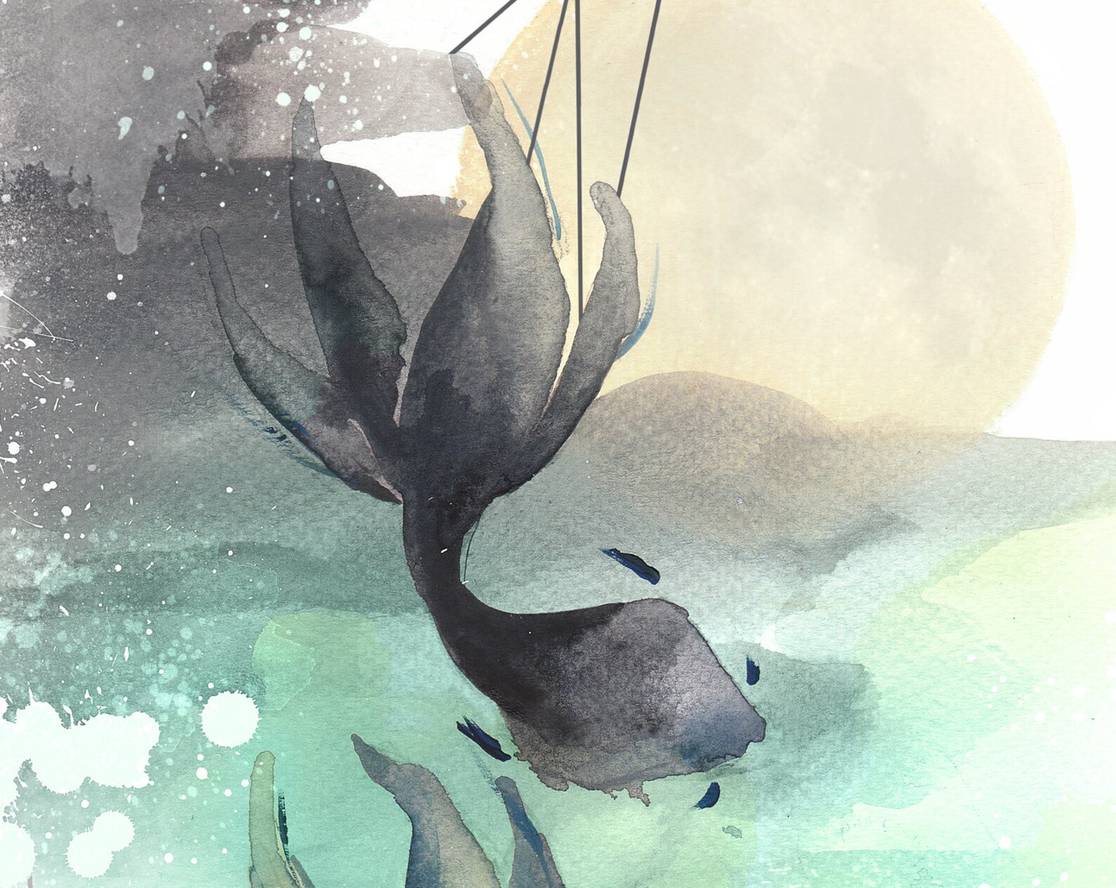 Abstract Zen Print, Fish Watercolor, Fish Painting, Goldfish, Modern ...