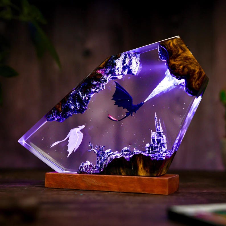 Toothless & Light Fury Resin Lamp, How to Train Your Dragon LED Night ...