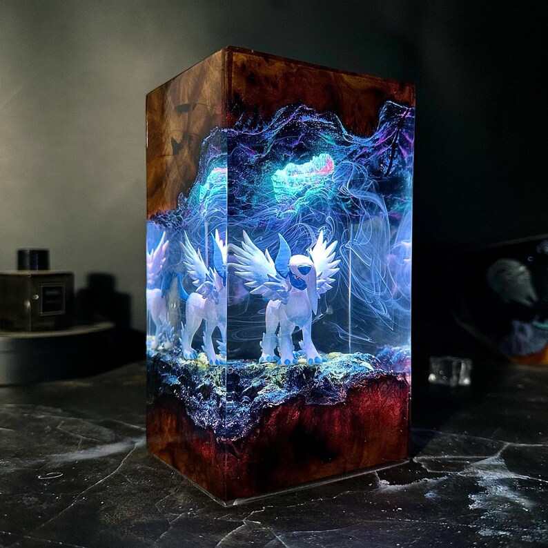 Mega Absol Resin Lamp | Handmade Pokémon LED Light | Dark Type ...
