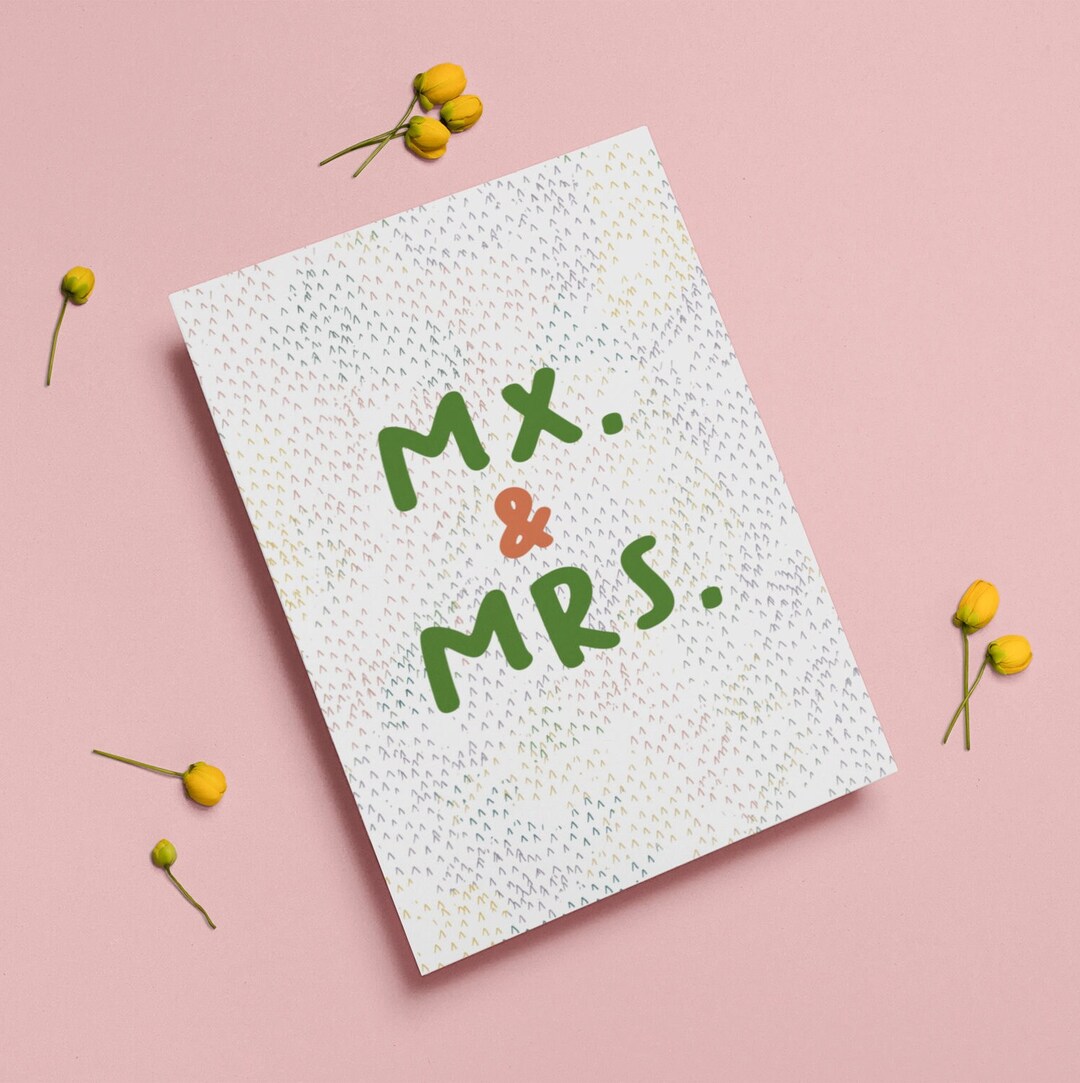Mx. and Mrs. Non-binary Card, Non Binary Wedding Card, LGBTQ Wedding ...