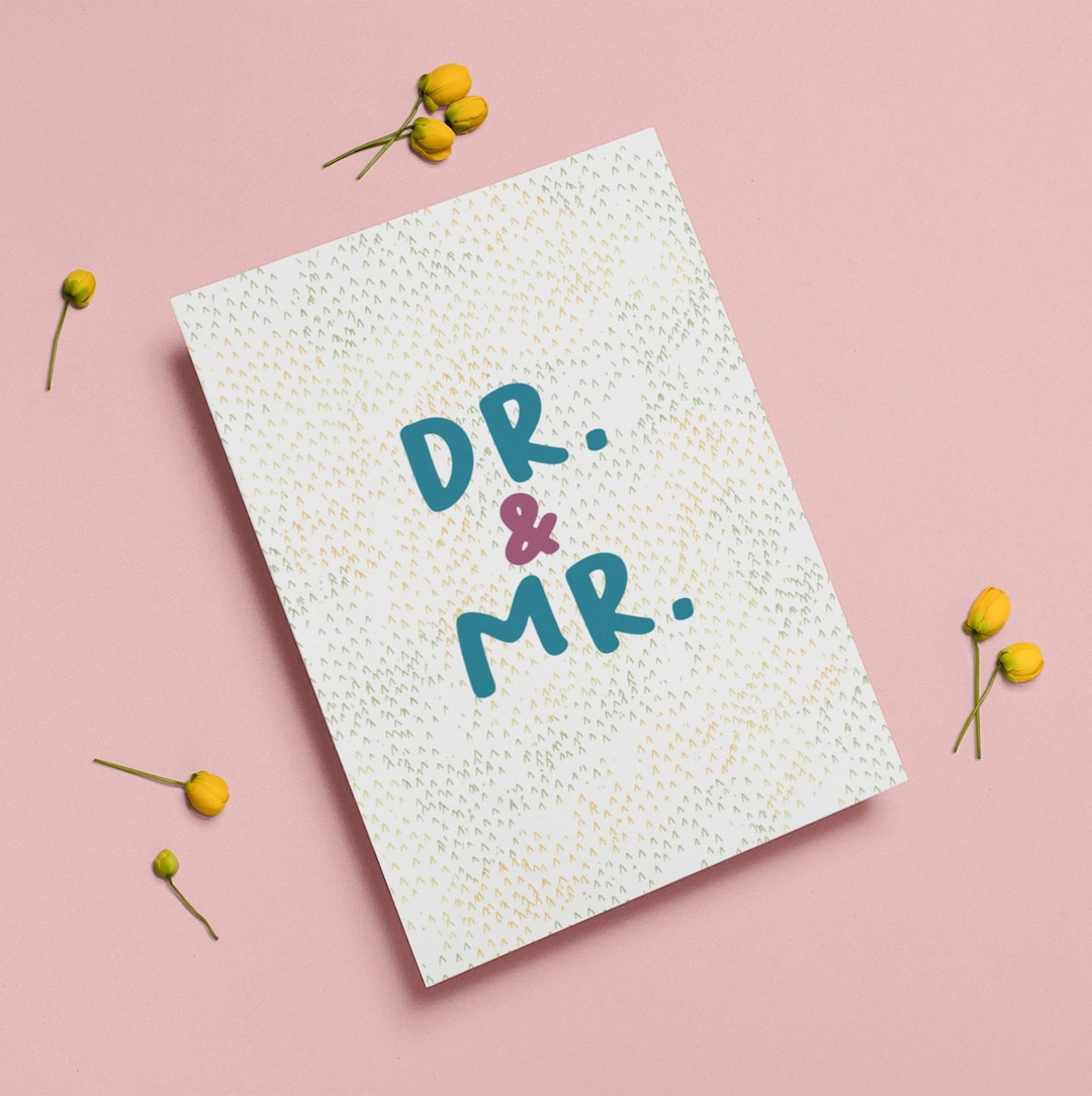 Dr. and Mr. Wedding Card, Bright Wedding Card, Card for Doctor, Wedding ...