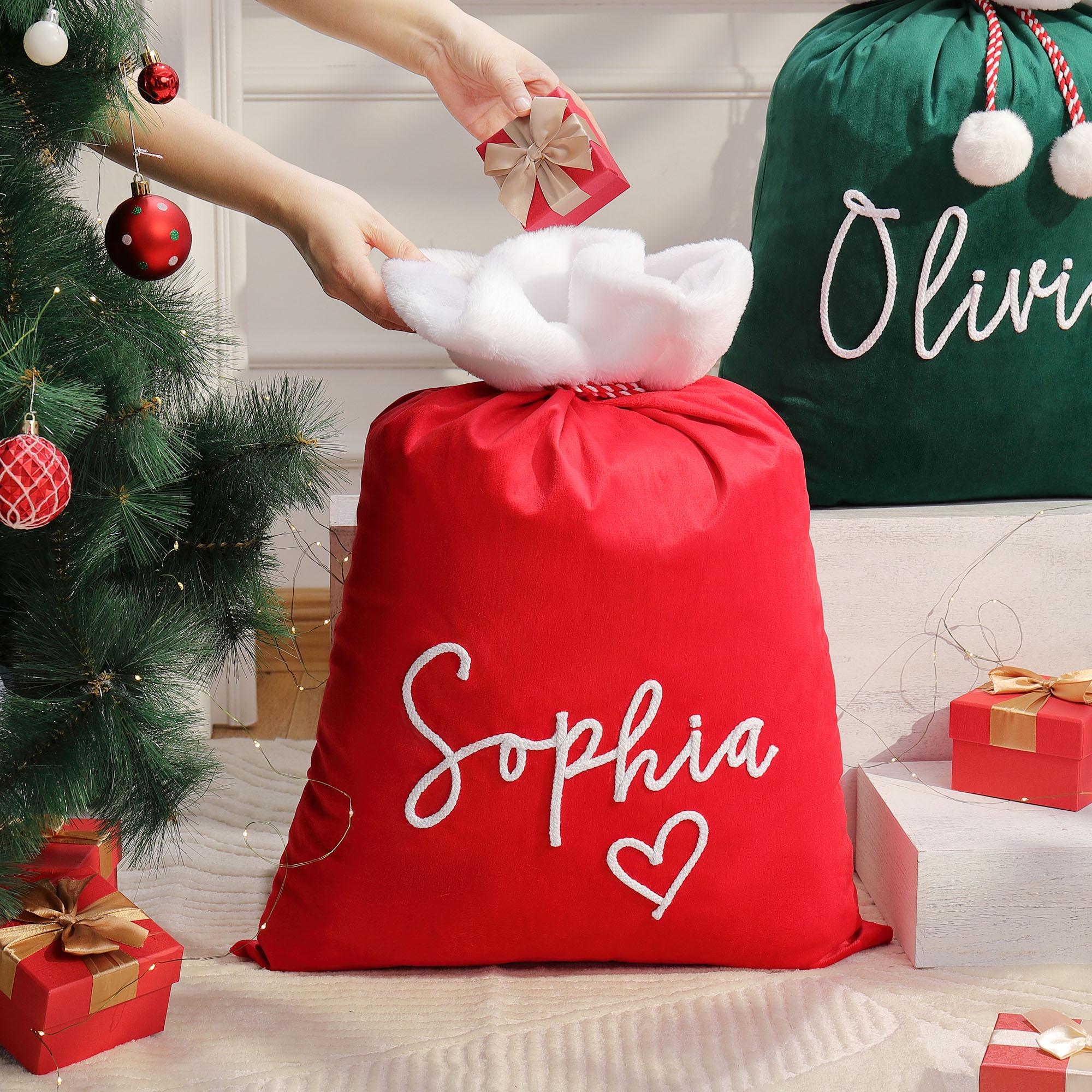 Personalized Santa Sack, Custom Velvet Christmas Sacks, Christmas Eve ...