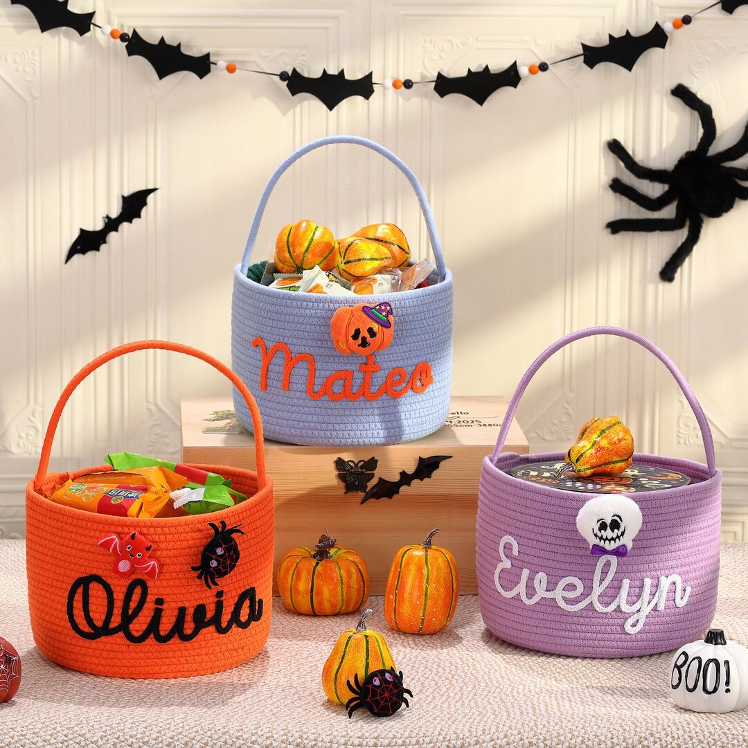 Halloween Basket, Pumpkin Basket for Kids, Personalized Boo Basket With ...