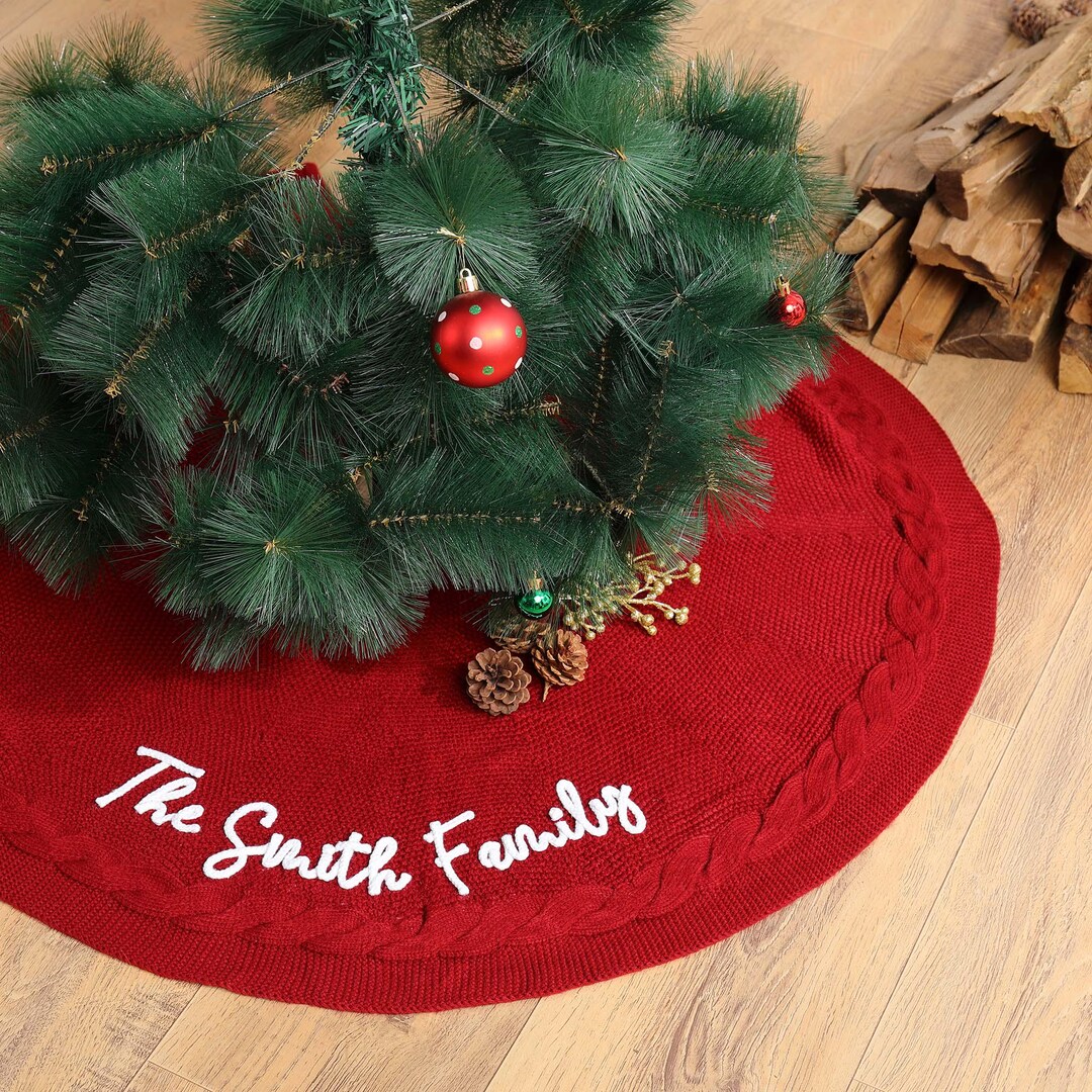 Family Name Tree Skirts, Personalized Christmas Tree Skirt, Christmas ...